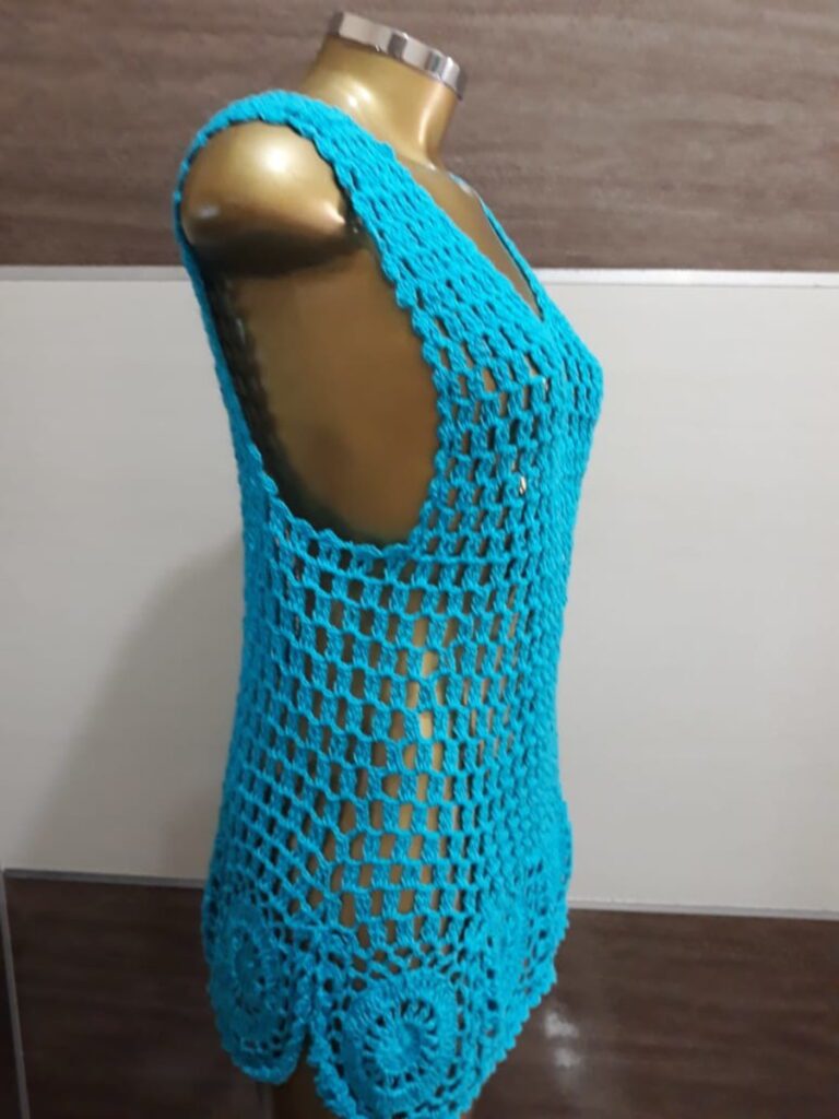 Saída de Praia – Azul- Crochê – Ateliê Roberta Artes